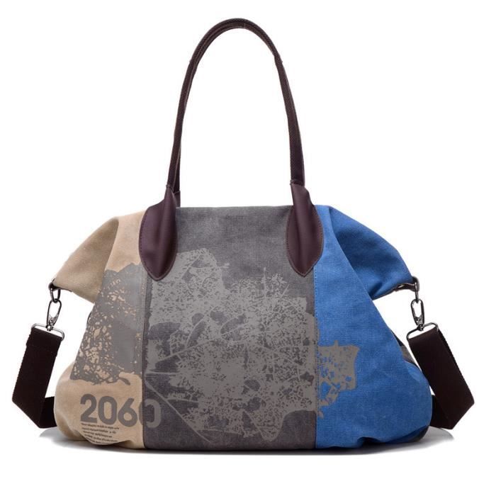 Sac à main - LEOCLOTHO - Modèle color block - Toile - Bandoulière ...