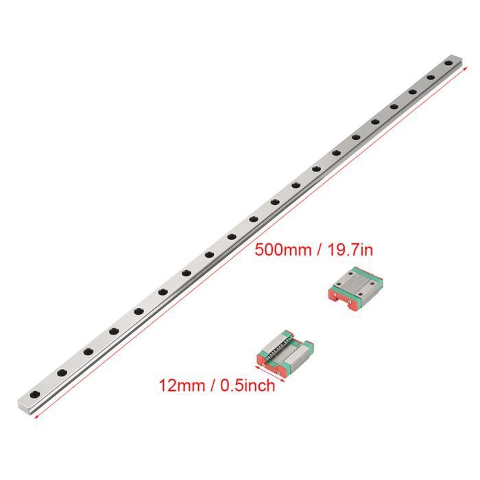 Fdit 1pc 500mm MGN12 Miniature Linear Rail Guide Rail 12mm Width 2pcs MGN12B Slide Blocks ...