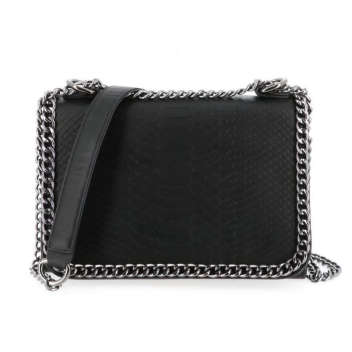 Gallantry - Sac Bandoulière Chaîne Et Python Effet Matelassé - Noir ...