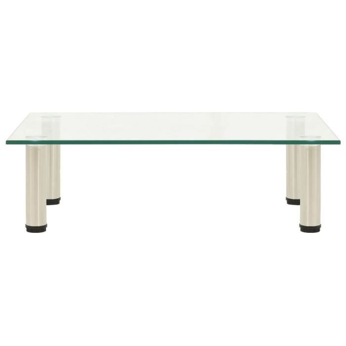 Meuble TV - Transparent - 60 x 35 x 17 cm - Verre trempé et acier ...