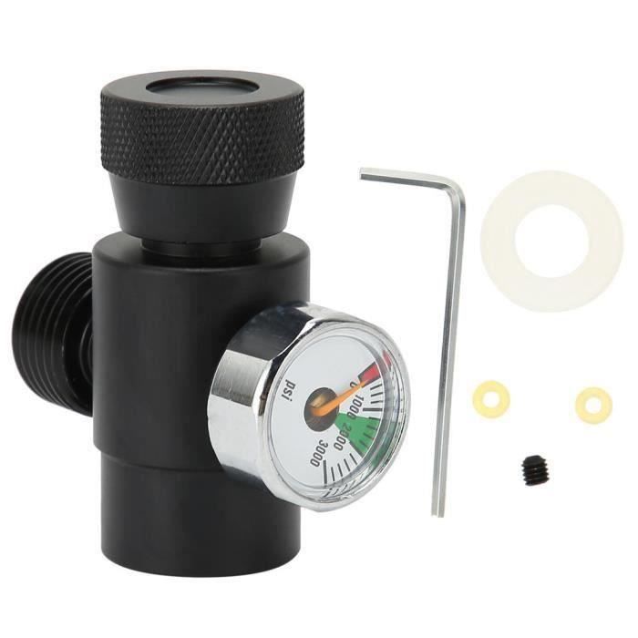 Adaptateur de recharge de bouteille de CO2 CGA320 TR21-4 ASA 3000psi avec manomètre noir ...