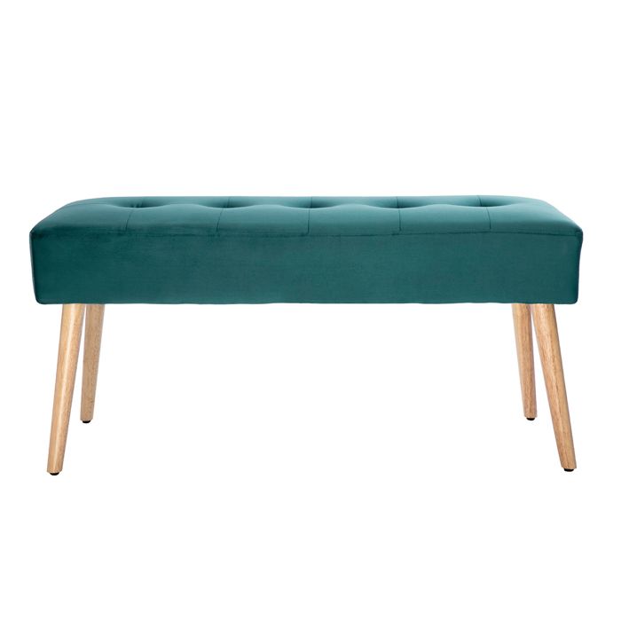 Miliboo - Banc scandinave capitonné en tissu velours bleu pétrole et ...