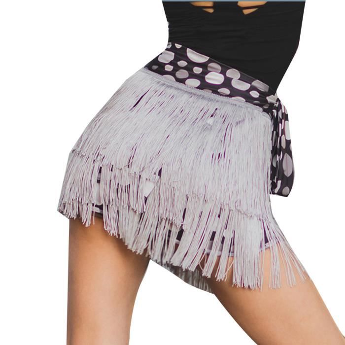 Femme Jupe Professionnelle de Danse Latine Jupe fluide à franges ...