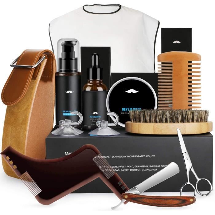 Coffret de Soins de Barbe, Fixget 10 pièces Kit Soins Barbe Pour Hommes ...