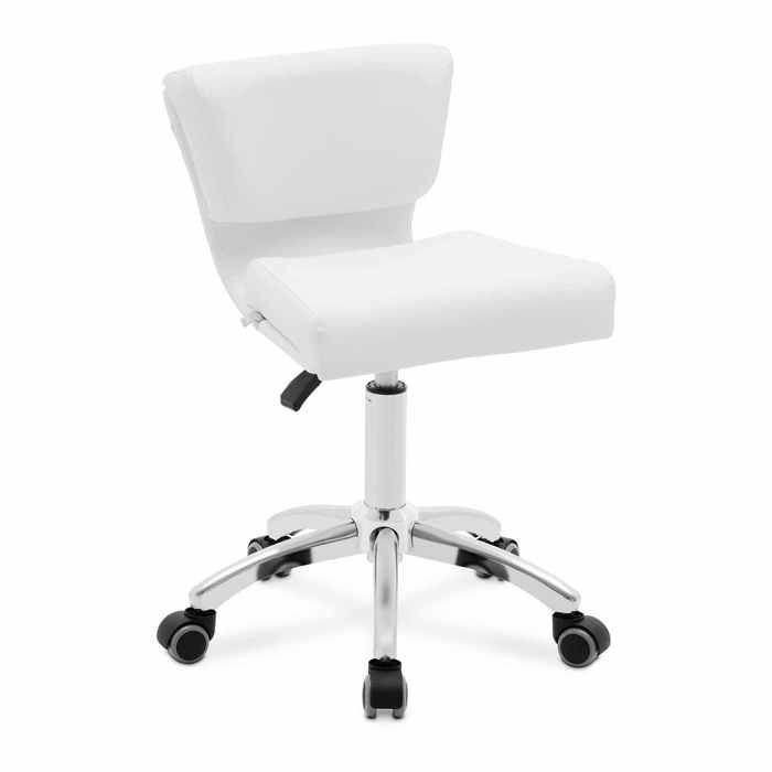 Tabouret à roulette avec dossier - 47 - 61 cm - 150 kg - Blanc ...