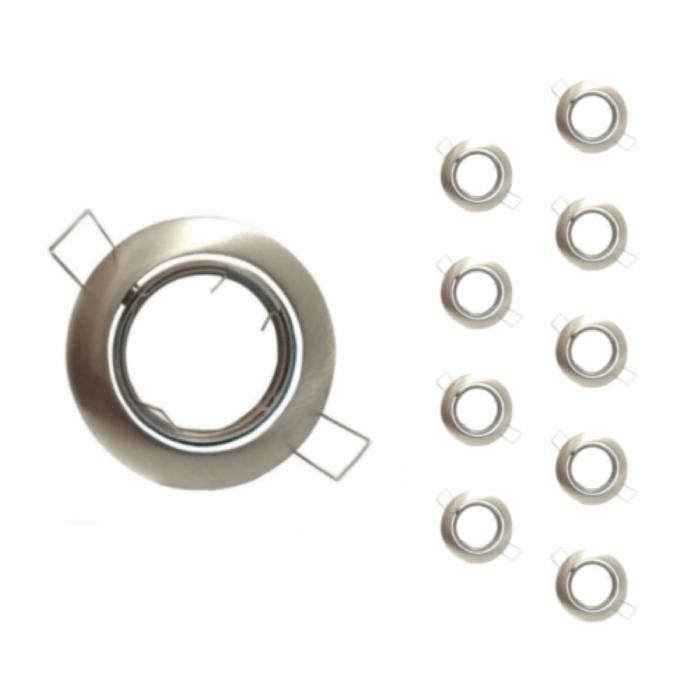 Support Spot Encastrable Gu10 Led Orientable Rond Inox Pack De 10