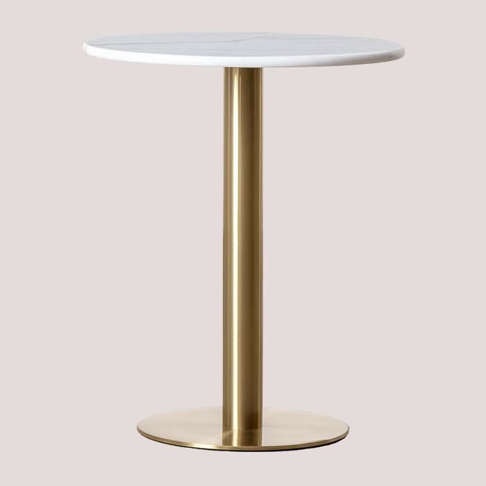 SKLUM Table de Bar Ronde en Marbre Chack Métallisé Champagne Ø60 cm ...
