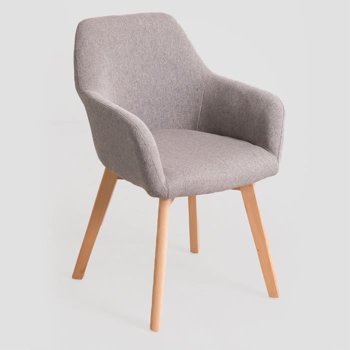 SKLUM Chaise avec accoudoirs Ervi Design Gris Clair - Cdiscount Maison