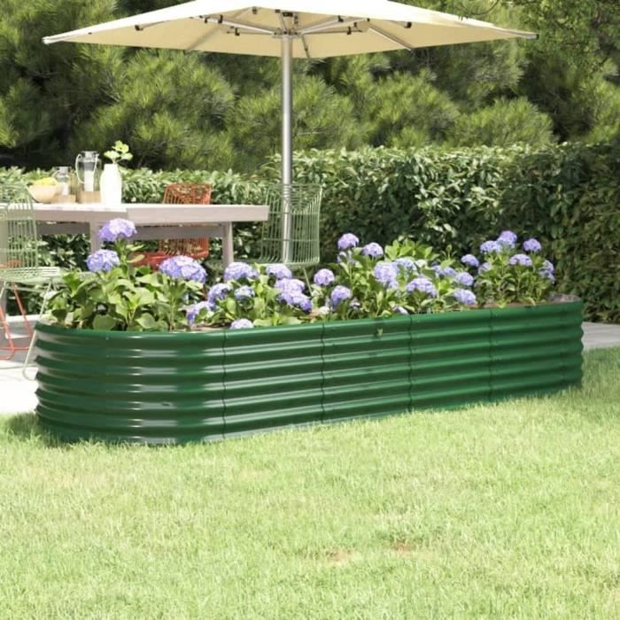WIFESE Jardinière de Jardin Acier Enduit de Poue 224x80x36 cm Vert Jardiniere Exterieur Grande ...