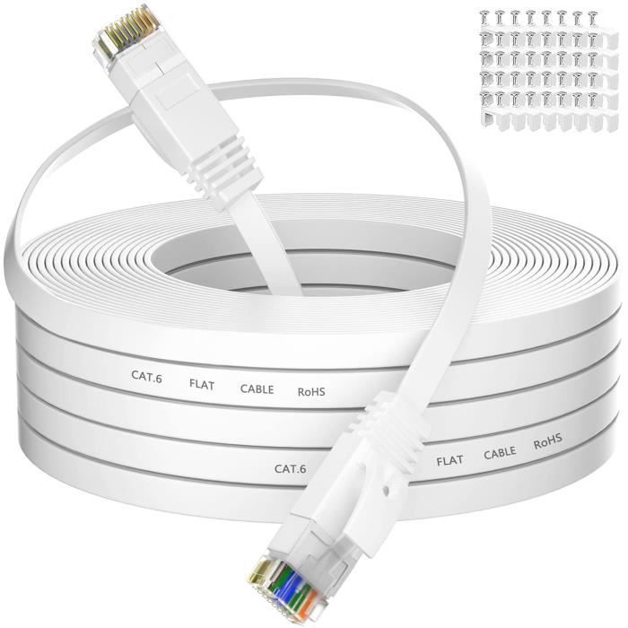 Cable Ethernet 40m, Cable Rj45 Cat 6 Cable Réseau Plat Intérieur ...
