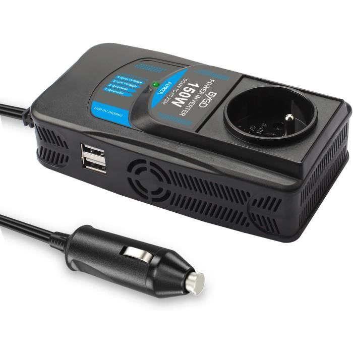 BYGD Convertisseur 150W-300W 12V à 230V Adaptateur Allume-Cigare avec ...