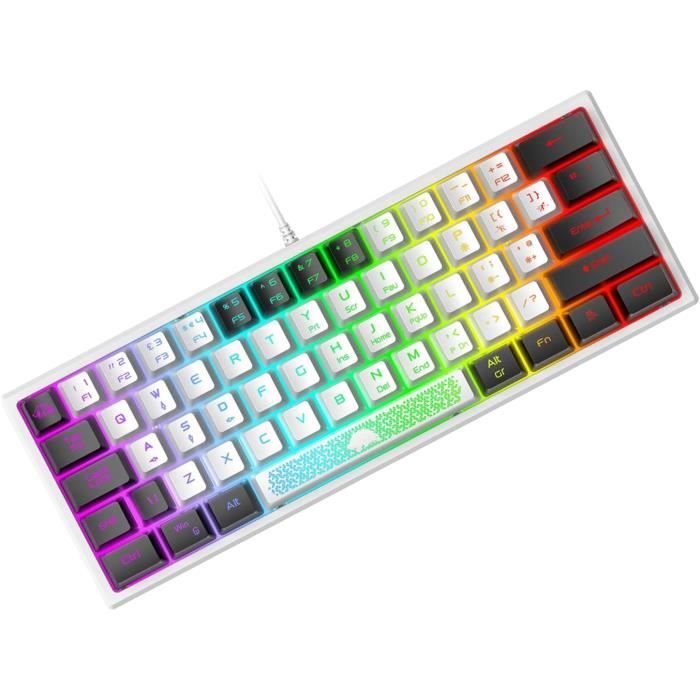 Mini 60% Clavier De Jeu, Câblé Usb Gaming Keyboard, Rétroéclairé Rgb ...