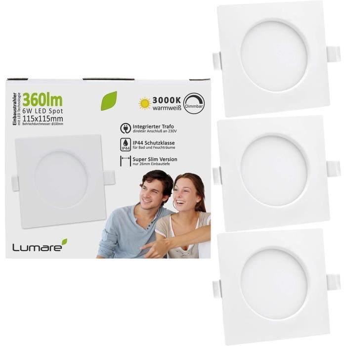 Led Spot Encastrable Dimmable 6W | Set De 3 | 360Lm, 230V, Ip44 | Ultra ...