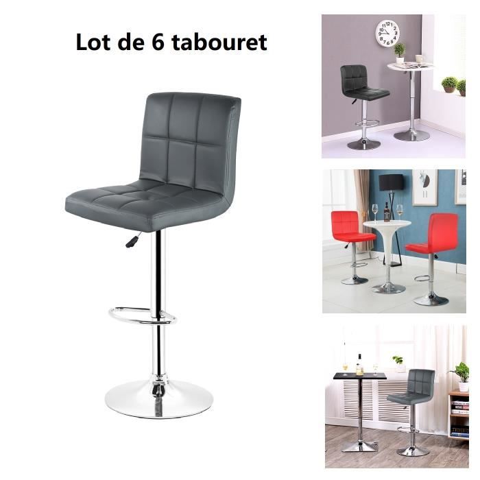 Lot de 6 Taboure de bar pivotant et réglage en hauteur, Willonin® Gris ...