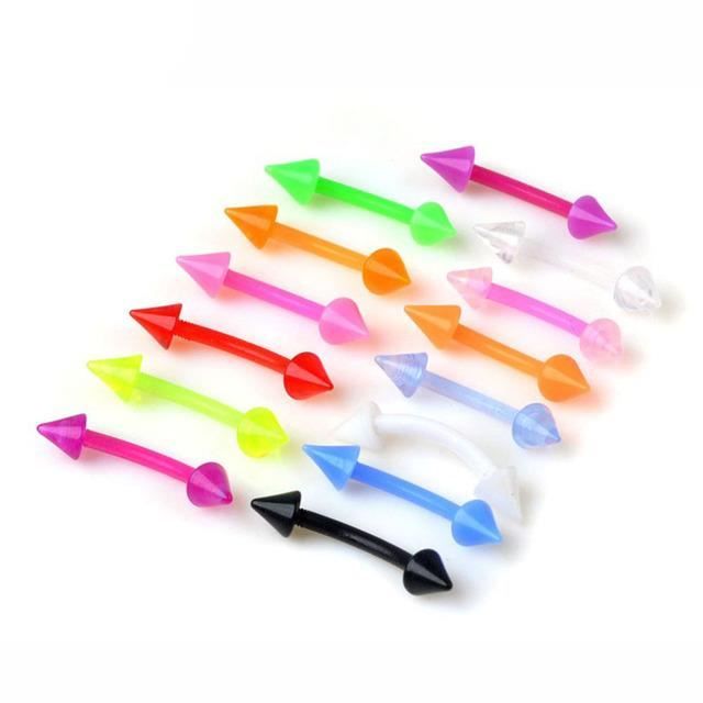 Piercing au nez,JE0244I--Lot de 10 anneaux de nez colorés en acrylique ...