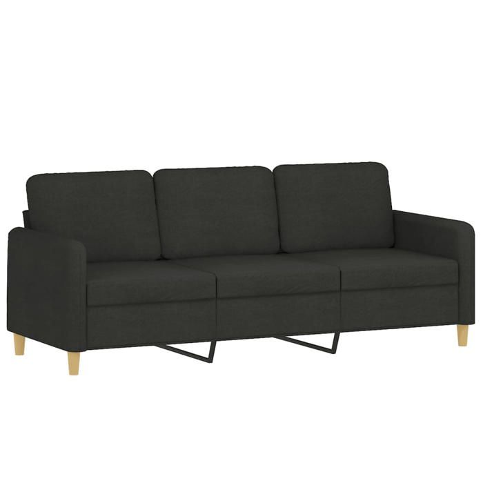 VidaXL Canapé à 3 places Noir 180 cm Tissu 359490 - Cdiscount Maison