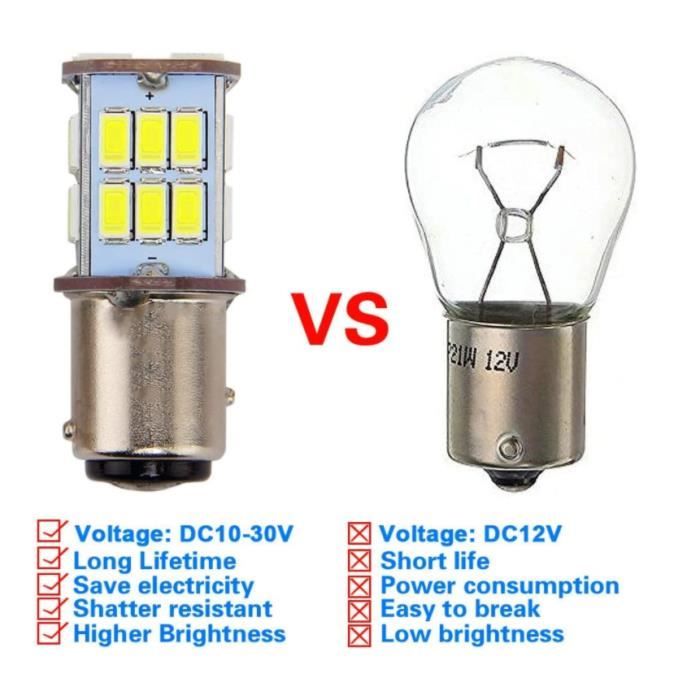 1157 LED Ampoule 12V 24V P21/5W Blanc 6000K, Pour Feux Arrière Voiture ...
