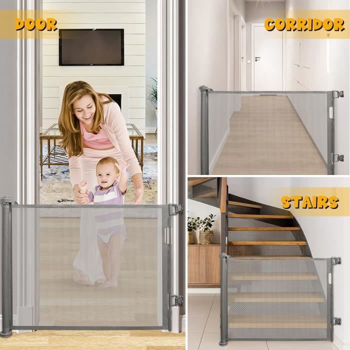 PEACHES Barriere De Securite Bebe rétractable en ABS 86*150cm Robuste ...