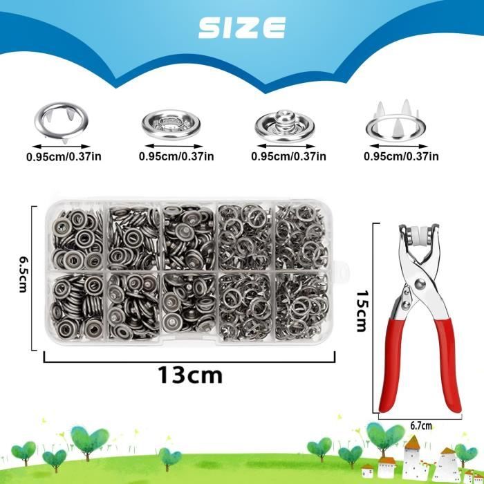 Bouton Pression Metal Argent, Kit Bouton Pression Et Pince 150 Pièces ...