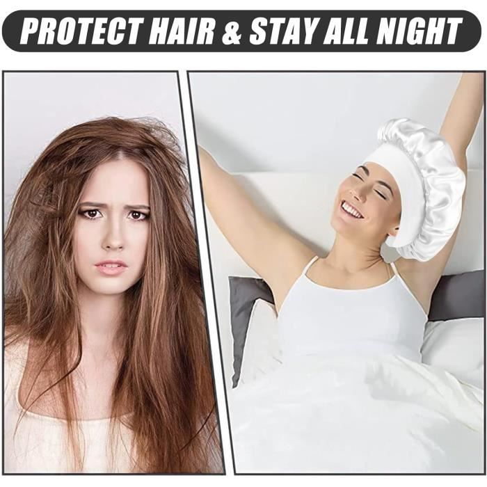 1 Pièces Bonnet Satin Cheveux Nuit,Bonnet De Sommeil En Satin Pour ...