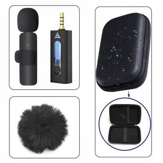 1à1-1balle-1sac Microphone Lavalier sans fil, réduction du bruit, Interface 3.5mm, adapté à l ...