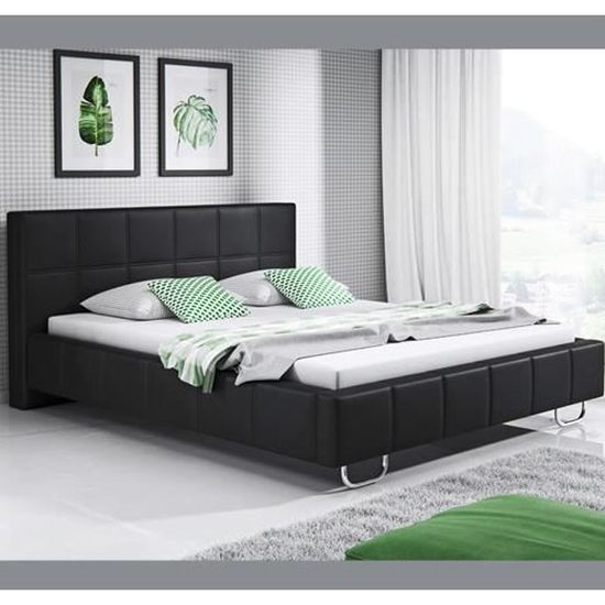 Lit design Sofía – noir (140x190cm) - Cdiscount Maison