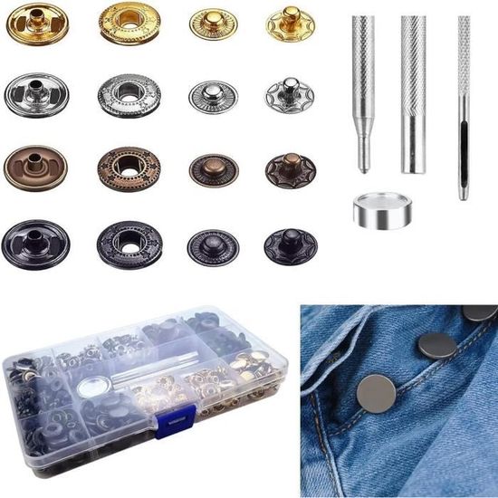 120 Pcs Bouton Pression Metal 12.5Mm Bouton Pression Laiton Cuir Bouton ...