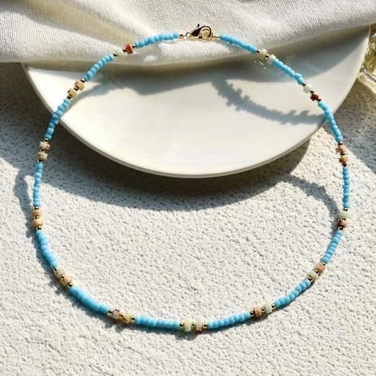 Chaine De Cou Vendue Seule T06F2 Bohème coloré riz perle collier femme ...