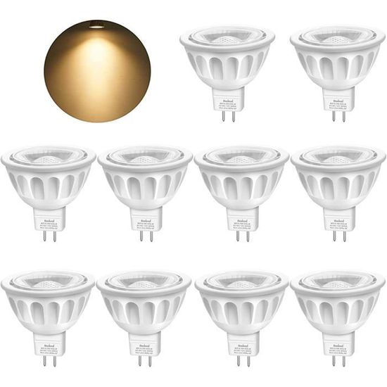 GU5.3 MR16 LED Ampoule 5W, Blanc Chaud 3000K LED Lampe Bulb, 12V LED Spot, L'angle d'émission de ...