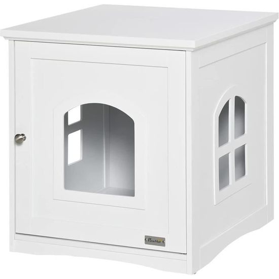 PawHut Maison de Toilette pour Chat Niche cabane pour Chat Meuble Cache ...