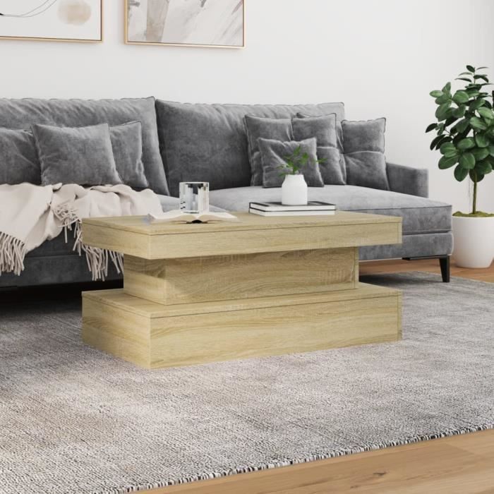 YUH Table basse avec lumières LED chêne sonoma 90x50x40 cm YH004 AB839849 - Cdiscount Maison