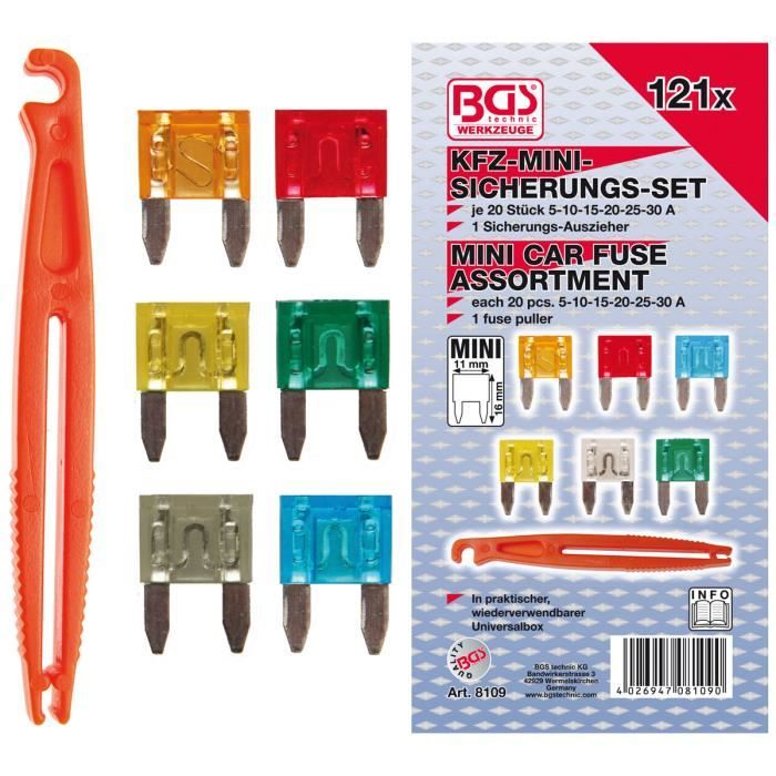 MINI FUSIBLES DE 5 à 30 Ampères ASSORTIMENT DE 120 FUSIBLES +PINCE - Cdiscount Auto