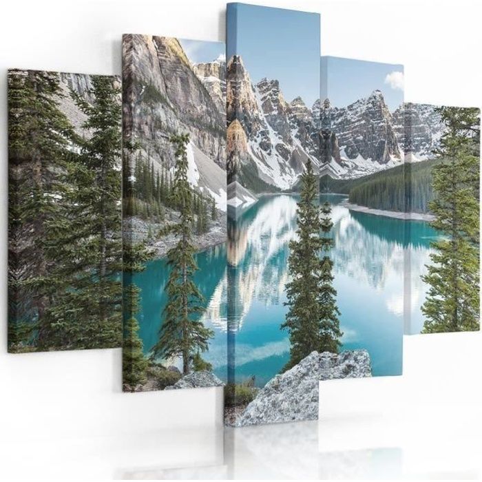 Tableau Décoration Murale Paysage de montagne XXL 5 Panneaux 200x100 cm ...
