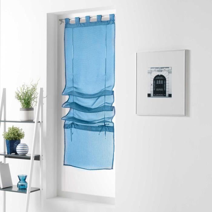 Store droit a passants 45 x 180 cm voile sable rayures pointille Menthe ...