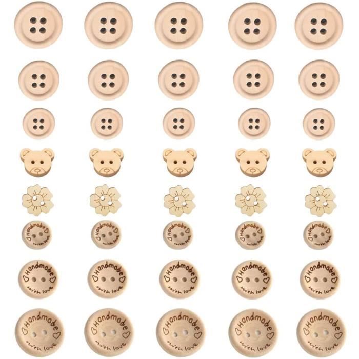 Bouton - Limics24 - Boutons Bois Mercerie 160 Pièces Mixte Taille ...