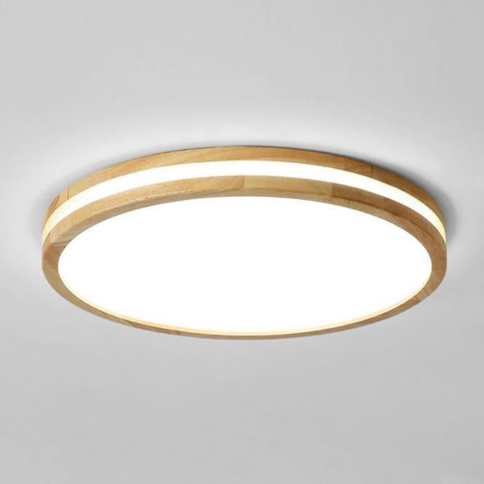 Plafonnier Led Moderne 36W Rond Plafonnier Bois Lampe De Plafond Blanc ...