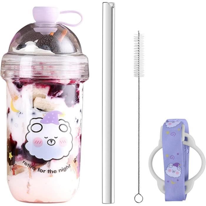 Bubble Tea Cup, Boire Tasses Réutilisables 680ML avec Couvercle et ...