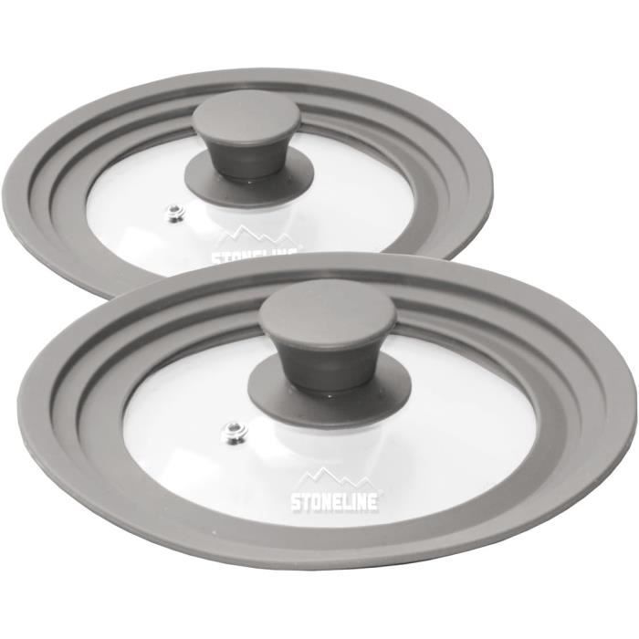 STONELINE Set de 2 Couvercles en Verre Multifonctions pour 16-18-20 cm ...