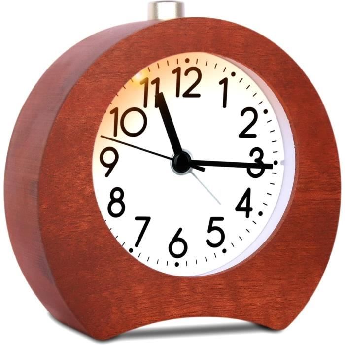 Réveil Matin En Bois, Réveil À Piles De Silencieuse Sans Tic-Tac ...