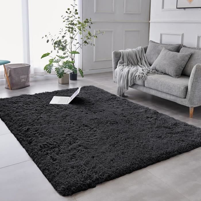 Tapis Moderne À Poils Longs Super Doux Et Moelleux - Pour Salon Et Chambre À Coucher ...