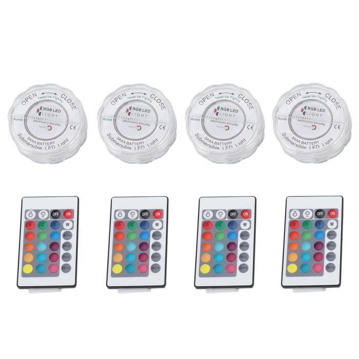 Zerodis Lumière Sous Marine 4 Pièces Ensemble Led Rgb Lumières étanche