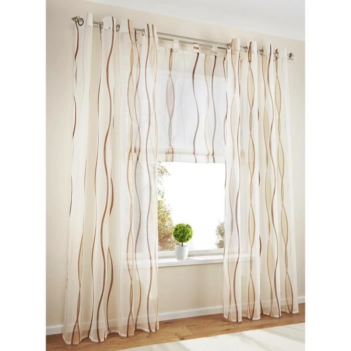 1Pièce Rideau Voilage Photique Lxh-140X175Cm Avec Impression Vague ...