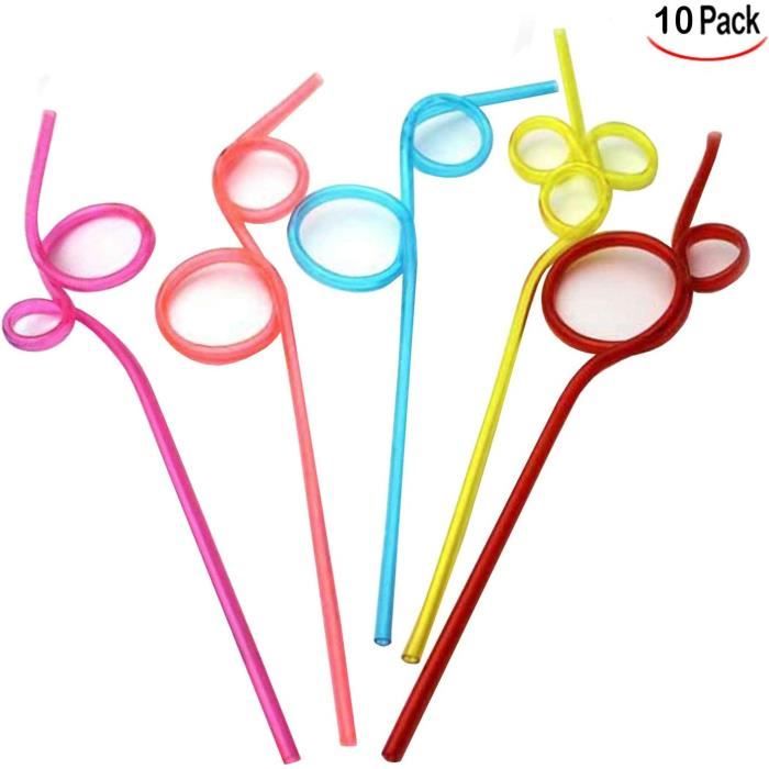 Lot De 10 Pailles Spirales, Pailles À Boire Réutilisables Pour Le Lait ...