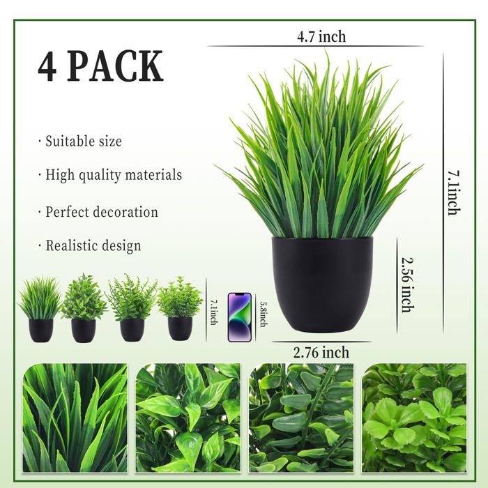 Plantes artificielles Deros (lot de 4) – Petites fausses plantes ...