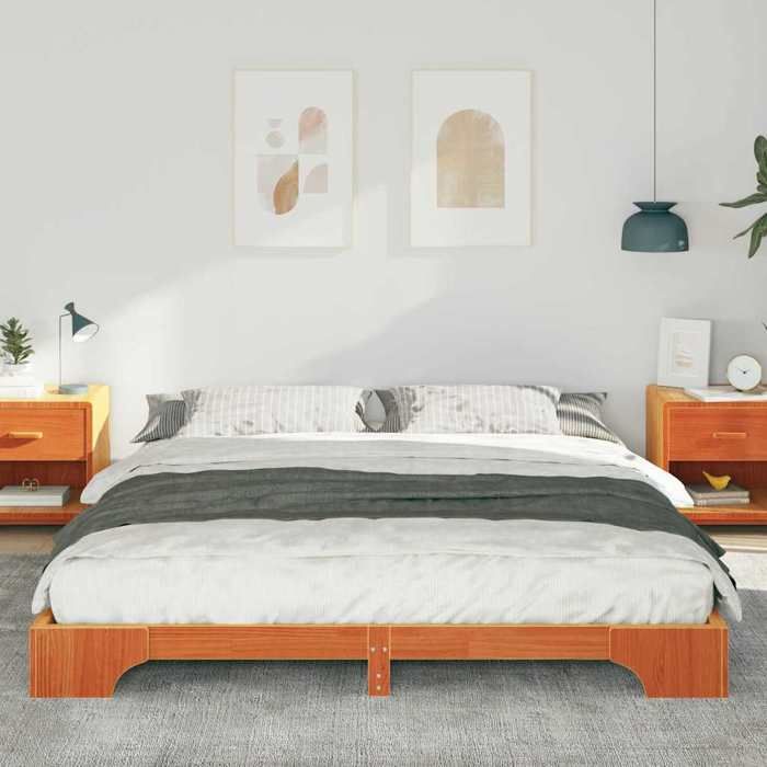 Moderne Lit Double et 2 personnes,Structure de lit surélevé Marron 180 ...