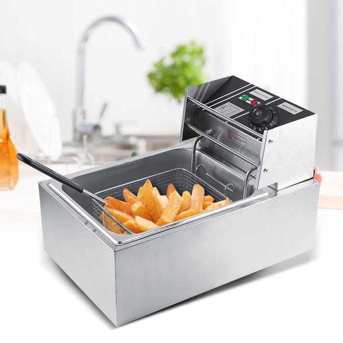 Friteuse Électrique en Acier Inoxydable 6 L 2500W avec Panier et ...