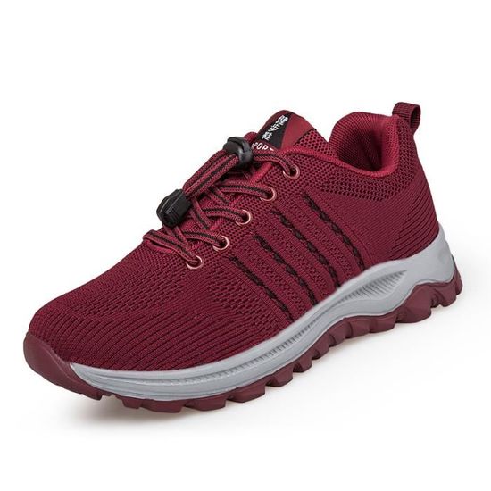 Basket Femme Chaussures De Course Rouge Noir Rouge - Cdiscount Chaussures
