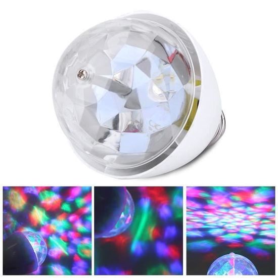 3W E27 Socket RVB ampoule colorée rotative de scène à LED pour disco DJ ...