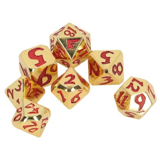 CHG Jeu de dés, ensemble de 7 dés de jeu polyèdre or métallique de luxe ...