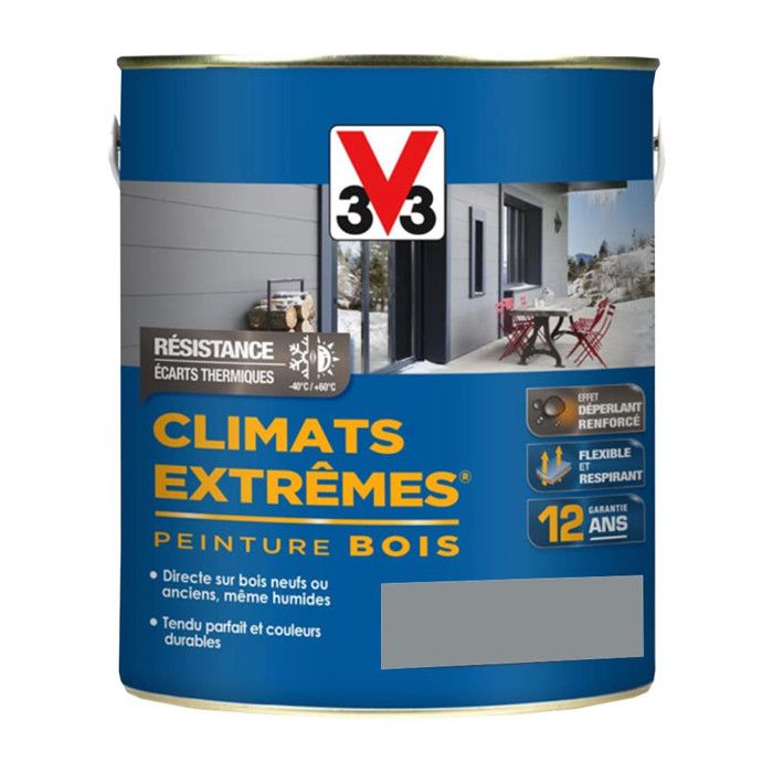 Peinture bois extérieur Climats Extrêmes RAL 7045 Gris galet satin 2L ...